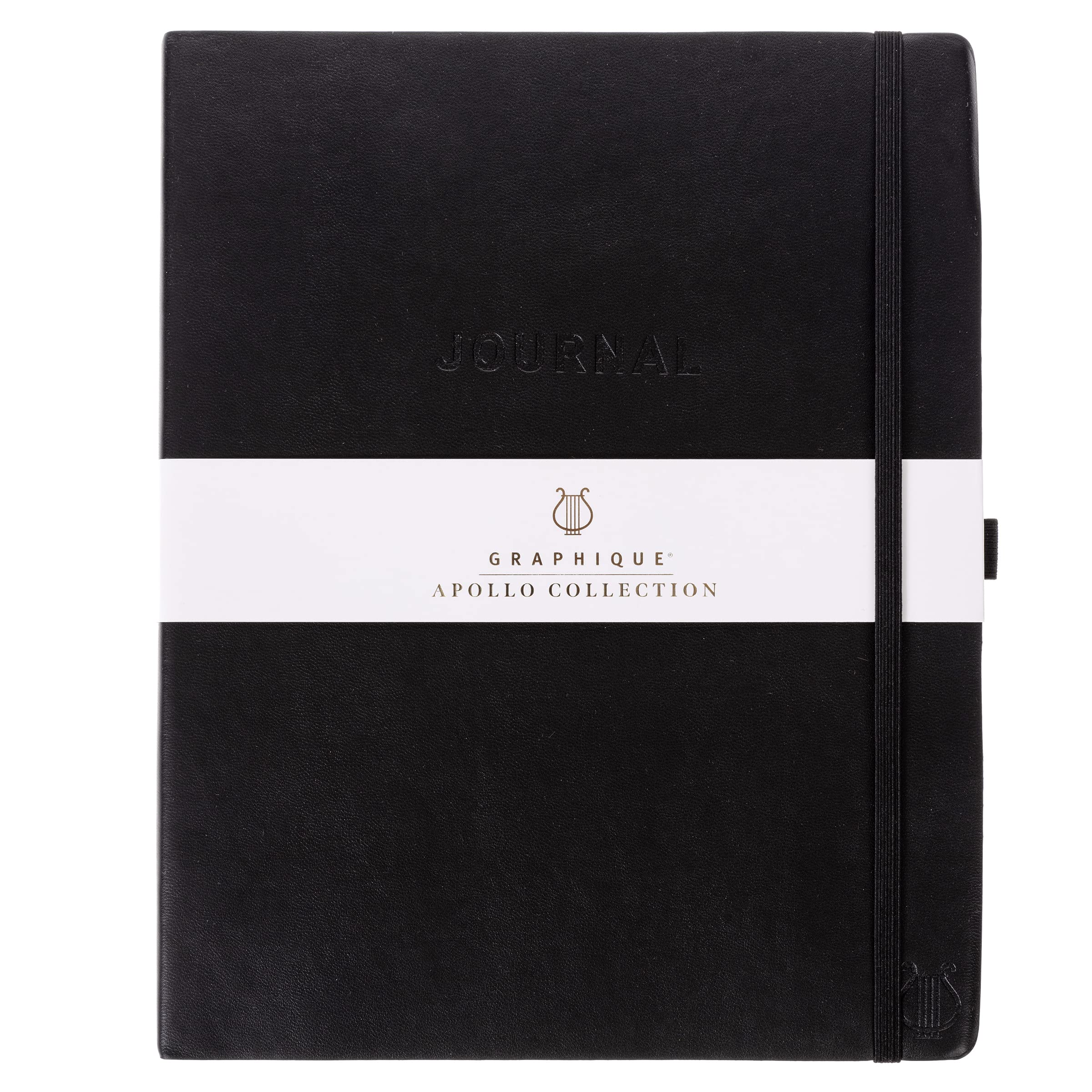 Graphique Apollo Vegan Leather Journal | Hardcover Notebook | 192 Lined Pages | Inner Pocket, Pen Loop, Elastic Closure | Work, Diary, Notes | 8” x 10”