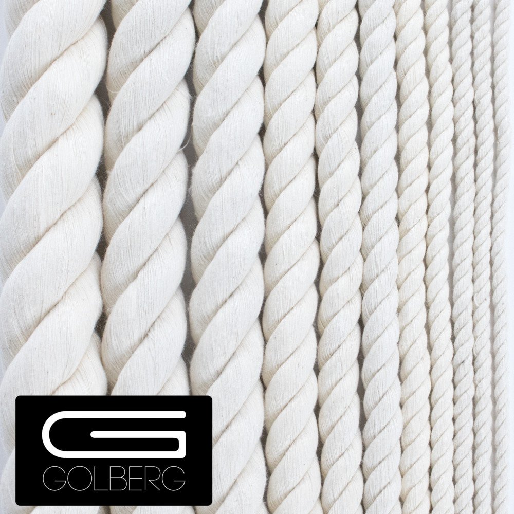 GOLBERG Twisted 100% Natural Cotton Rope - White Cotton Rope - (3/16 Inch x 50 Feet)