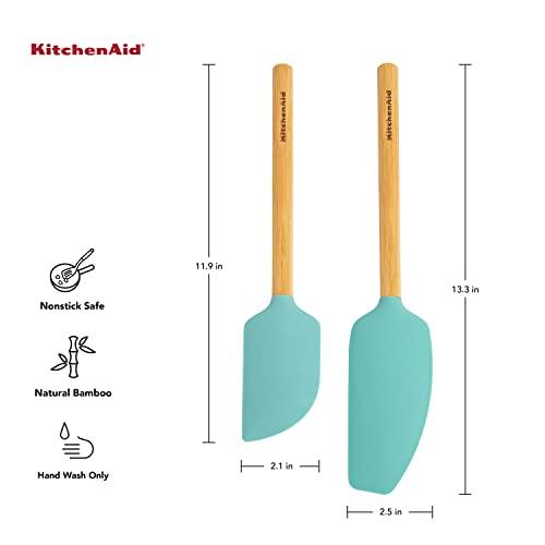 KitchenAid Bamboo Spatula Set, 2-Piece, Aqua Sky 2