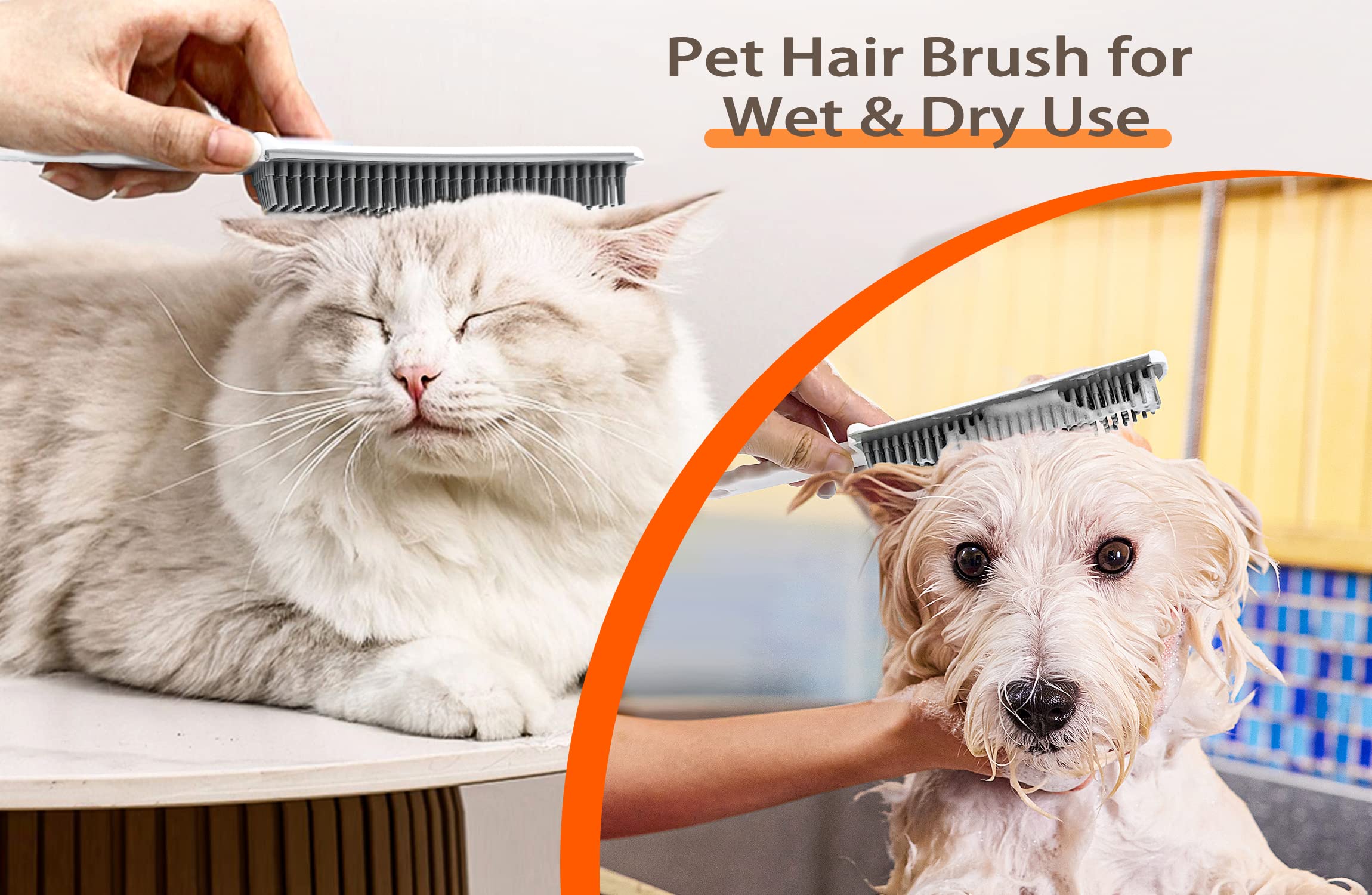 JEHONN Rubber Broom Carpet Rake for Pet Hair Remover, Fur Removal with Squeegee, Portable Detailing Brush Brush, 52.8 Inches Telescopic Long Handle for Fluff Carpet