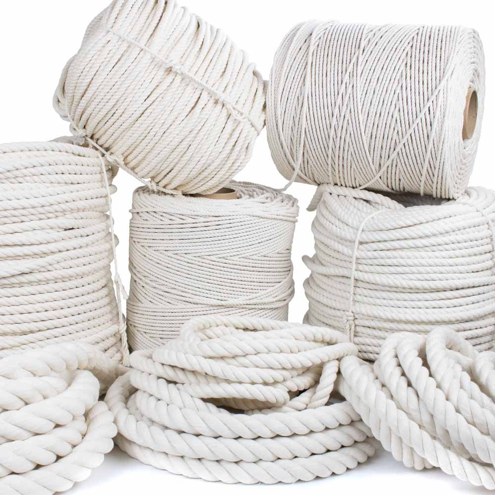 GOLBERG Twisted 100% Natural Cotton Rope - White Cotton Rope - (3/16 Inch x 50 Feet)