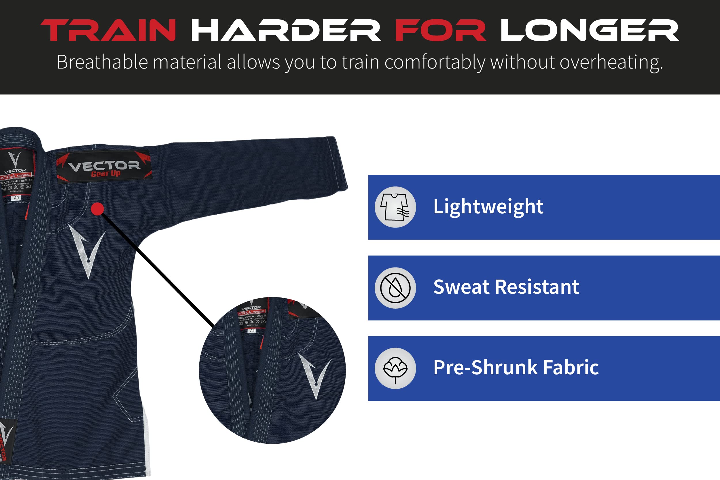 Vector Sports Kids Brazilian Jiu Jitsu BJJ Gi with Free White Belt 100% Cotton Pearl Weave Kimono Ultra Lightweight Preshrunk Fabric (Navy, K2)