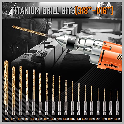 HORUSDY Impact Drill Bit Set, 112-Pieces 1/4" Hex Shank Impact Driver Bits & Screwdriver Bits Set for Screw Driving and Wood Metal Cement Drilling