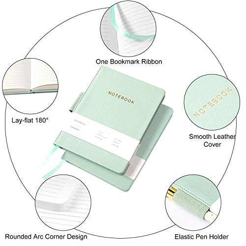 A5 Classic Notebook Journal, 5.6 X 8.1 inches,Hard Cover,160 Premium Thick Pages,Fine PU Leather, College Ruled Notebook with Pen Holder,1 Ribbon Bookmark for Journaling Writing Note and Planner
