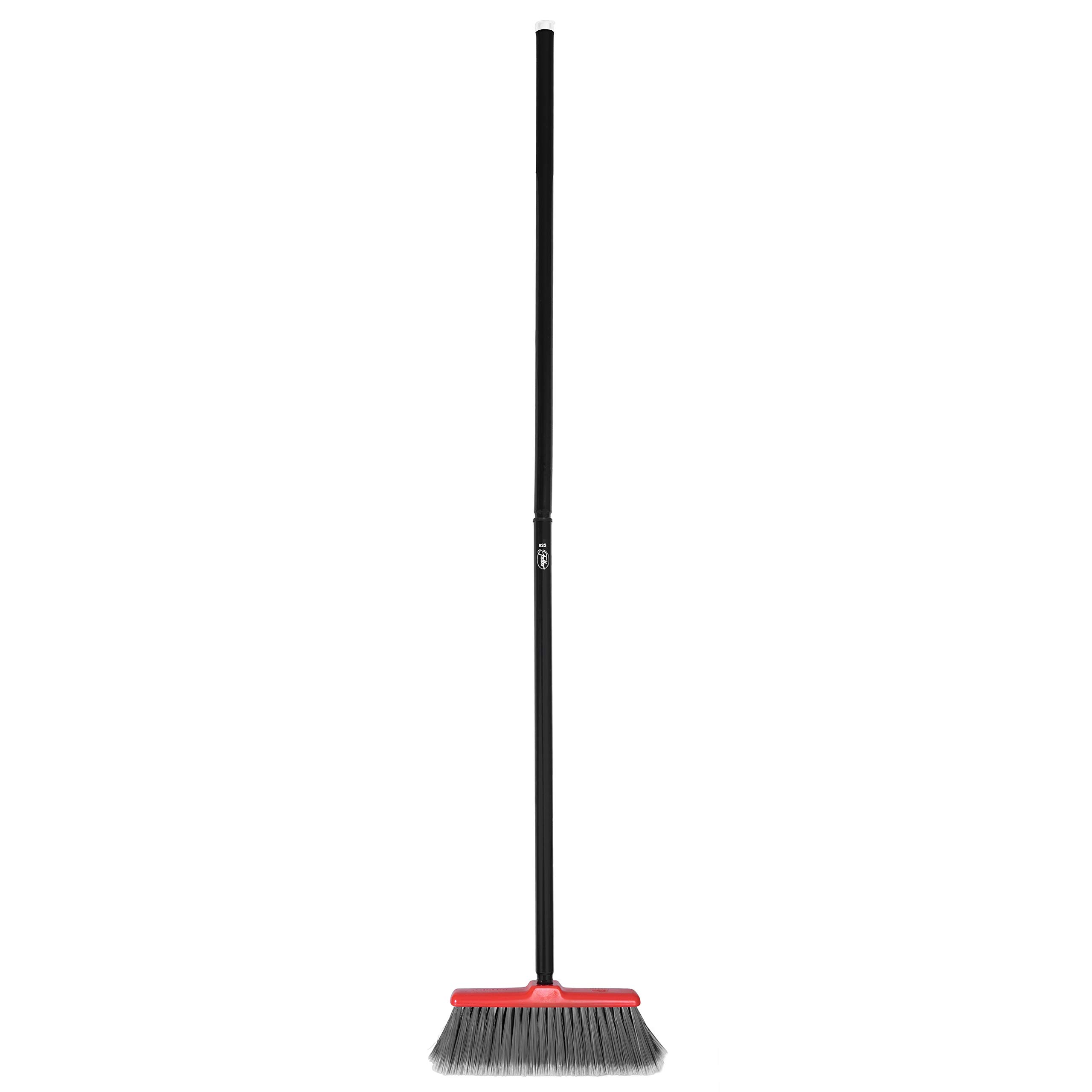 Fuller Brush Fiesta Red Kitchen Broom – Floor Sweeper with Steel Handle & Fine Bristles - Dust Sweeping for Home/Kitchen & Warehouse Floors – Made in USA