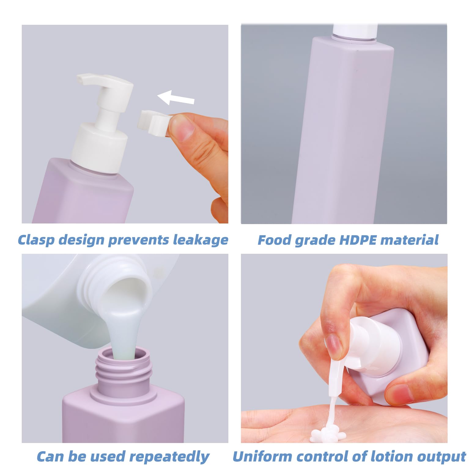 UMETASS 8 oz Leak Proof Shampoo and Conditioner Bottle, Refillable Plastic Shampoo Bottles for Bathroom, Kitchen, Hotel, Large Shampoo and Conditioner bottles(no flip caps)