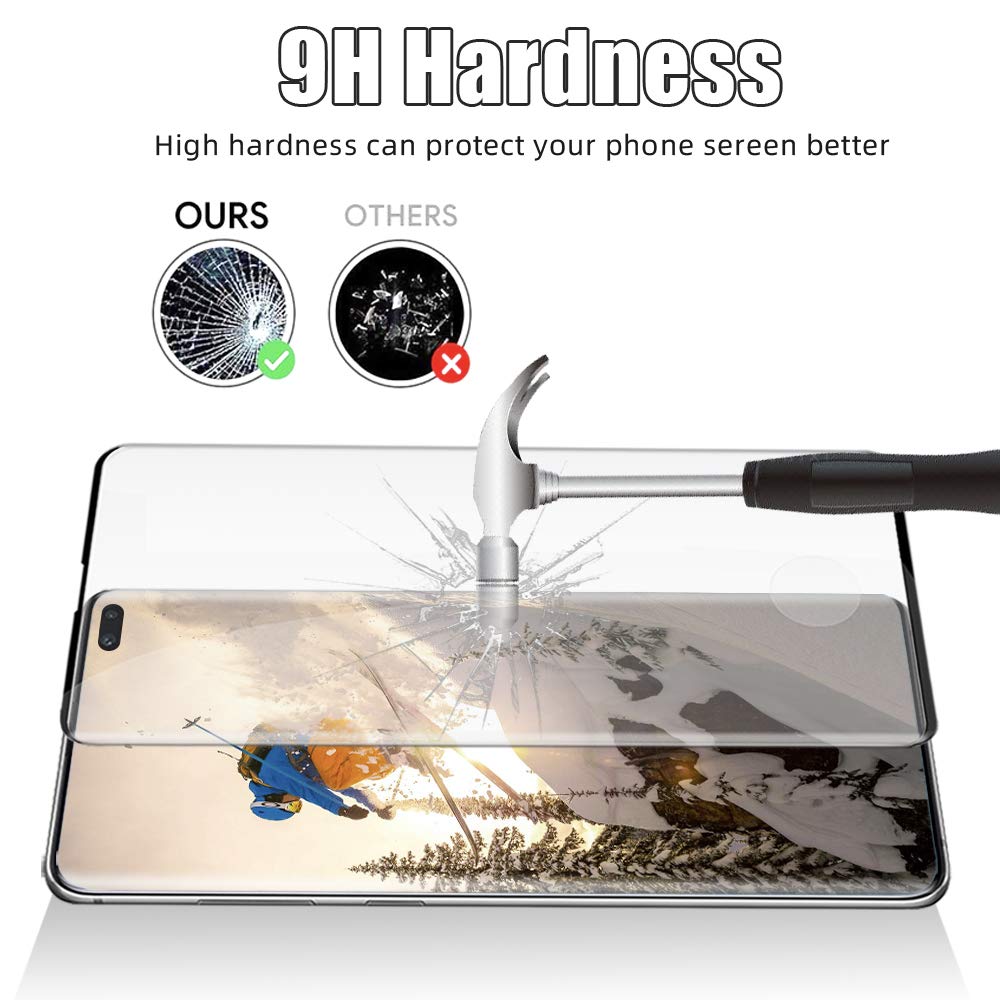 [2+2 Pack] Galaxy S10 Plus Screen Protector+Camera Lens Film,Ultra HD Tempered Glass Film [Scratch Resistant] [Ultra HD] [9H Hardness] [Fingerprint Unlock] Compatible with Samsung Galaxy S10 Plus/S10+ (6.4 Inch)