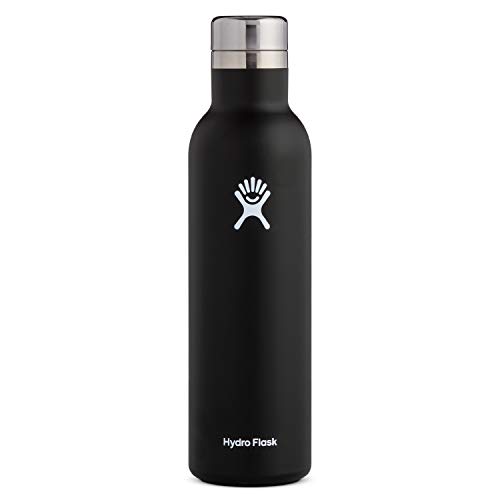 Hydro Flask 25 oz Wine Bottle - Stainless Steel & Vacuum Insulated - Leak Proof Cap - Black