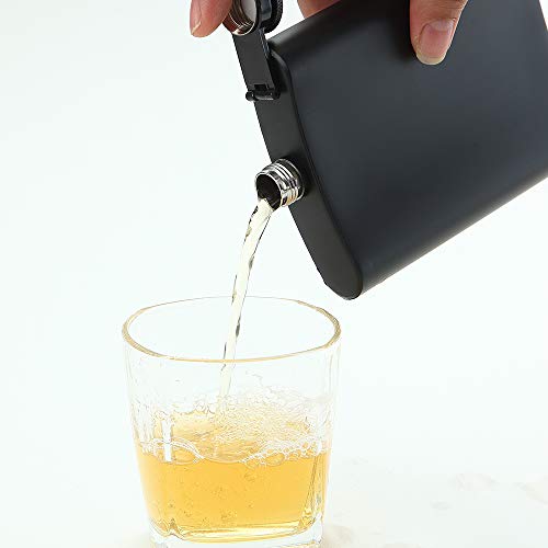 YWQ 6 Pcs Hip Flask for Liquor Matte Black 8 Oz Stainless Steel Leakproof with Funnel, Great Gift Idea Flask