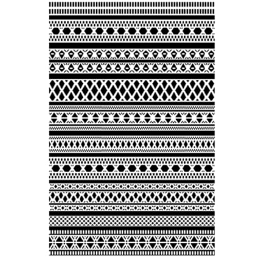 Reversible Waterproof Outdoor Rug Tangier – 5’ x 8’ Black & White – Polypropylene Straw Mat for Camping, RV, Trailer, Indoor, Terrace, Deck, Backyard & Garden – Large Modern Area by LUOMU RUGS