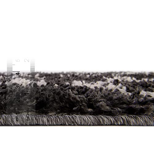 Unique Loom Hygge Shag Collection Area Rug - Trellis (9' x 12' Rectangle, Black and White)