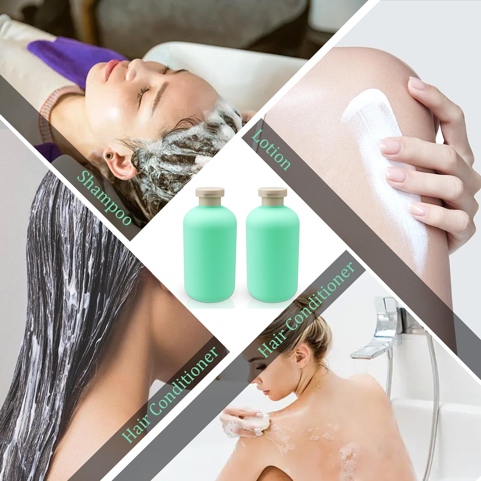 Wowang Shampoo and Conditioner Bottles 16.9oz 2 Pack Travel Bottles for Toiletries