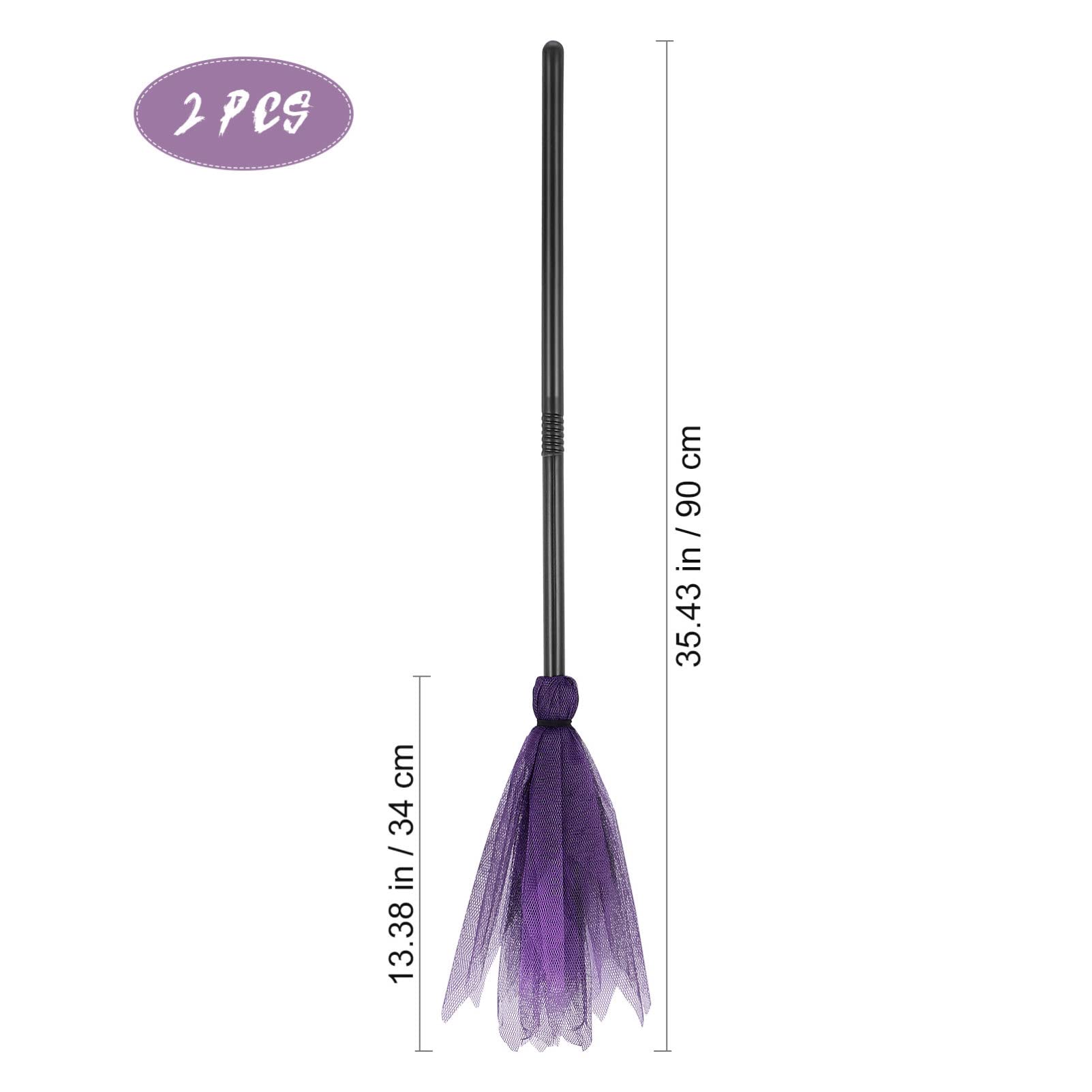 FOMIYES 2Pcs Halloween Witch Broom Net Yarn Witch Broom Kids Cosplay Broomstick for Halloween Costume Party Haunted House Masquerade Show Prop Supplies