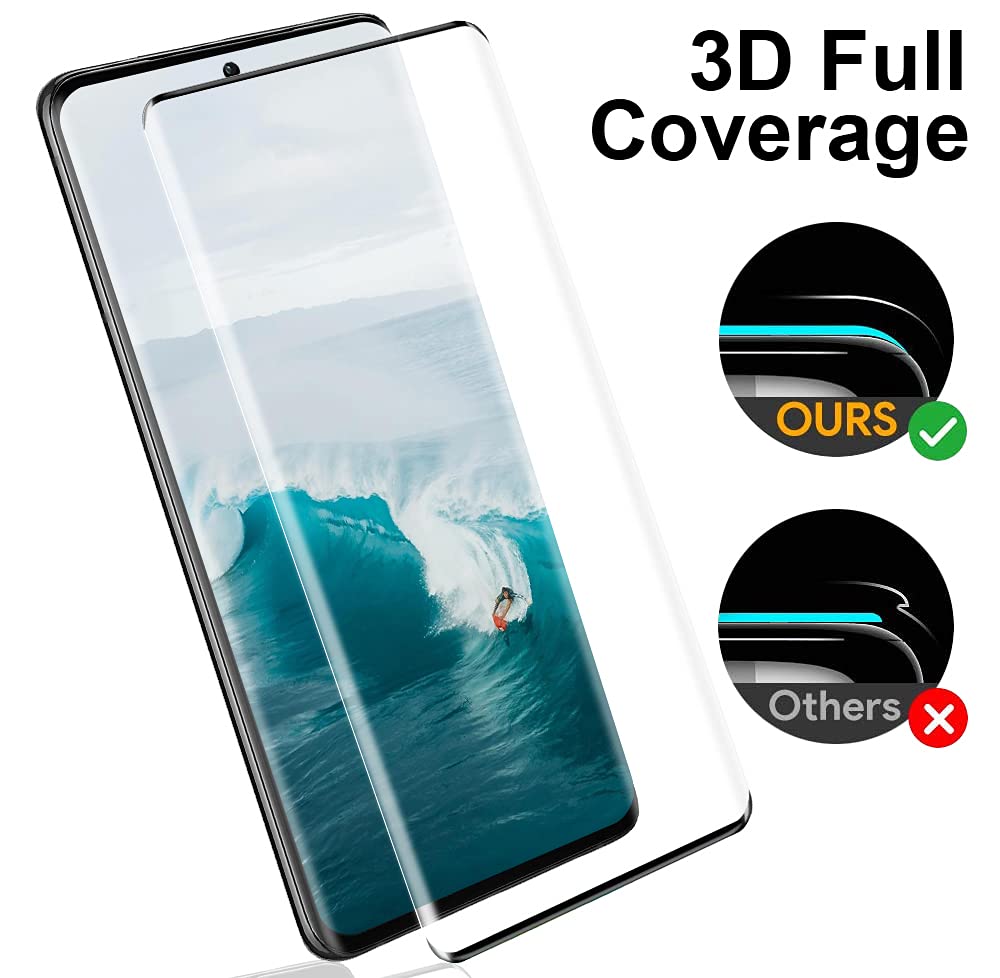 [2+2 Pack] Galaxy S21 Ultra Screen Protector 5G (6.8"), 9H Hardness Tempered Glass, Ultrasonic Fingerprint Unlock, 3D Curved, HD Clarity, Anti-Scratch for Samsung S21 Ultra 5G Glass Screen Protector