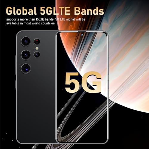 Arackyer S23 Ultra Cellphone, 5G Unlocked Android Smartphone, 6.8" FHD Display, 8GB+512GB ROM, 48+13MP Camera, 1TB Expandable Storage, 6000mAh Long Battery Life, Stylus Pen (Black)