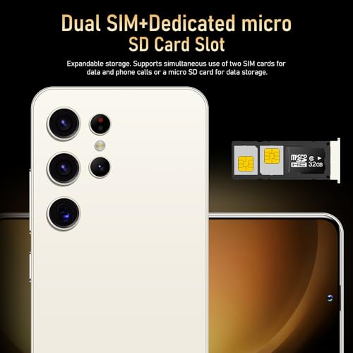 Arackyer S23 Ultra Cellphone, 5G Unlocked Android Smartphone, 6.8" FHD Display, 8GB+512GB ROM, 48+13MP Camera, 1TB Expandable Storage, 6000mAh Long Battery Life, Stylus Pen (Black)