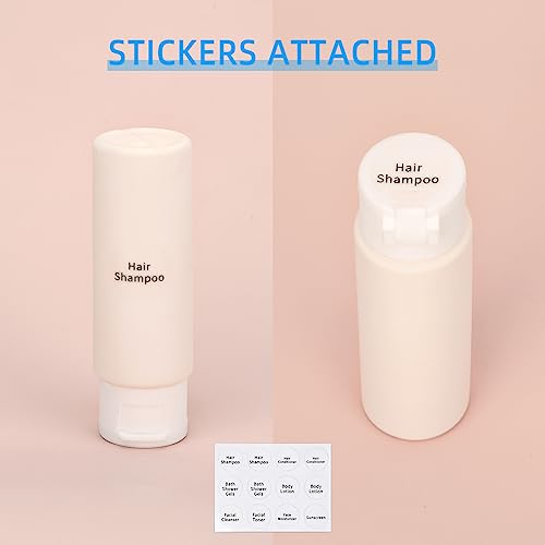 TSA Approved Travel Bottles Set for Toiletries 50ml 1.7oz Squeeze Bottle Travel Size Container Kit Portable Leak Proof Refillable Cosmetic Airplane Essential Shampoo Conditioner Body Lotion Shower Gel