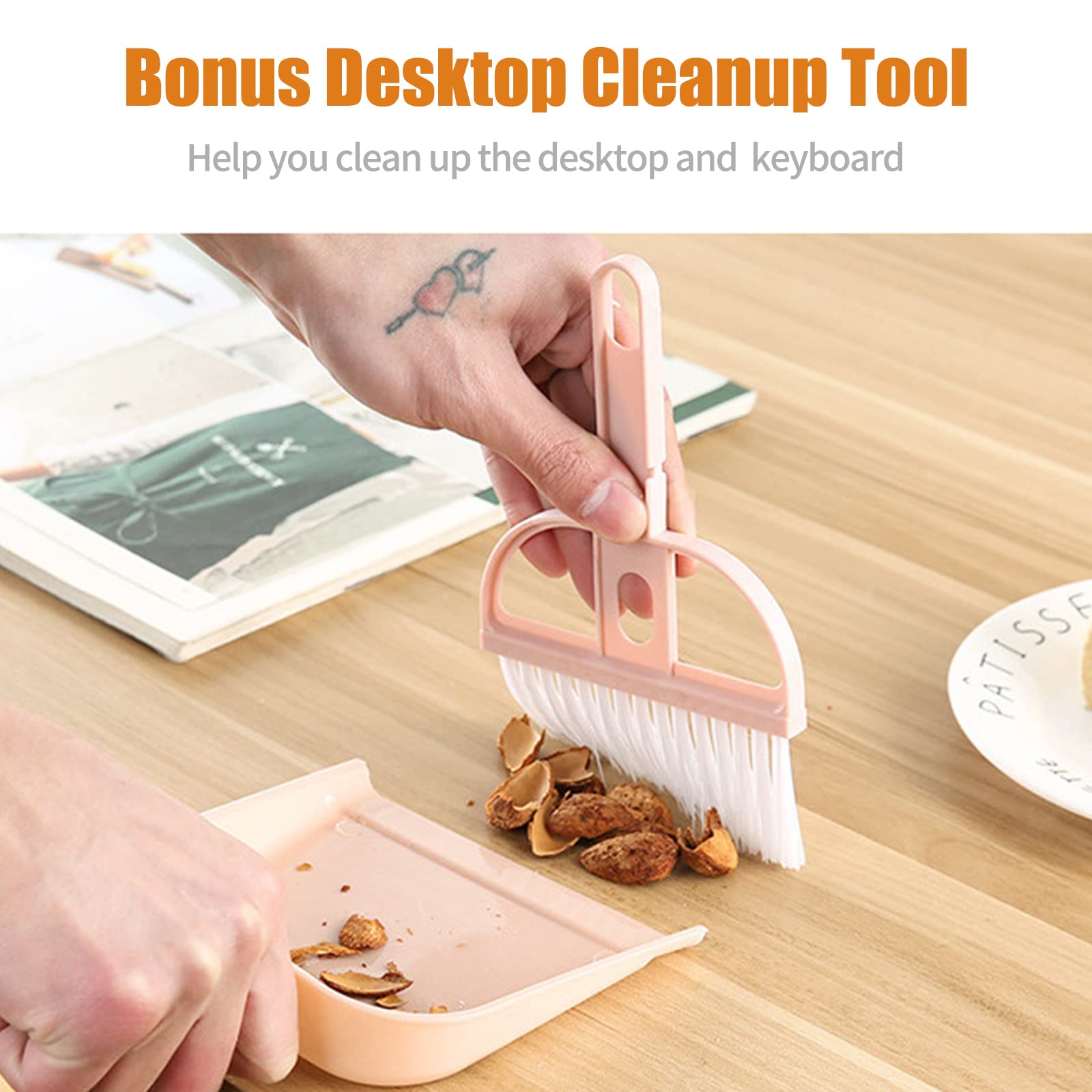 Broom and Dustpan Set with Long Handle, Windproof Stand Up Dustpan with Broom Combo for Home Kitchen Room Office Lobby Floor Use