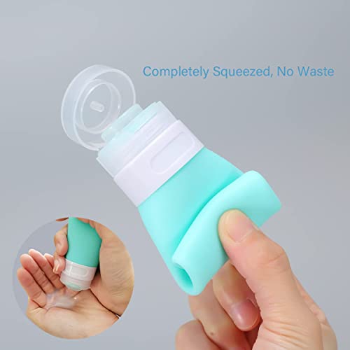 2 Pcs Silicone Travel Bottles,2oz Leak Proof Refillable Squeeze Containers with Transparent Carry Bag,Small Empty Travel Size Bottles for Shampoo,Conditioner,Lotion,Toiletries