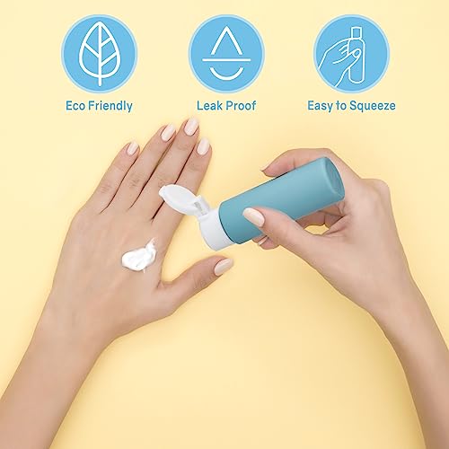 TSA Approved Travel Bottles Set for Toiletries 50ml 1.7oz Squeeze Bottle Travel Size Container Kit Portable Leak Proof Refillable Cosmetic Airplane Essential Shampoo Conditioner Body Lotion Shower Gel