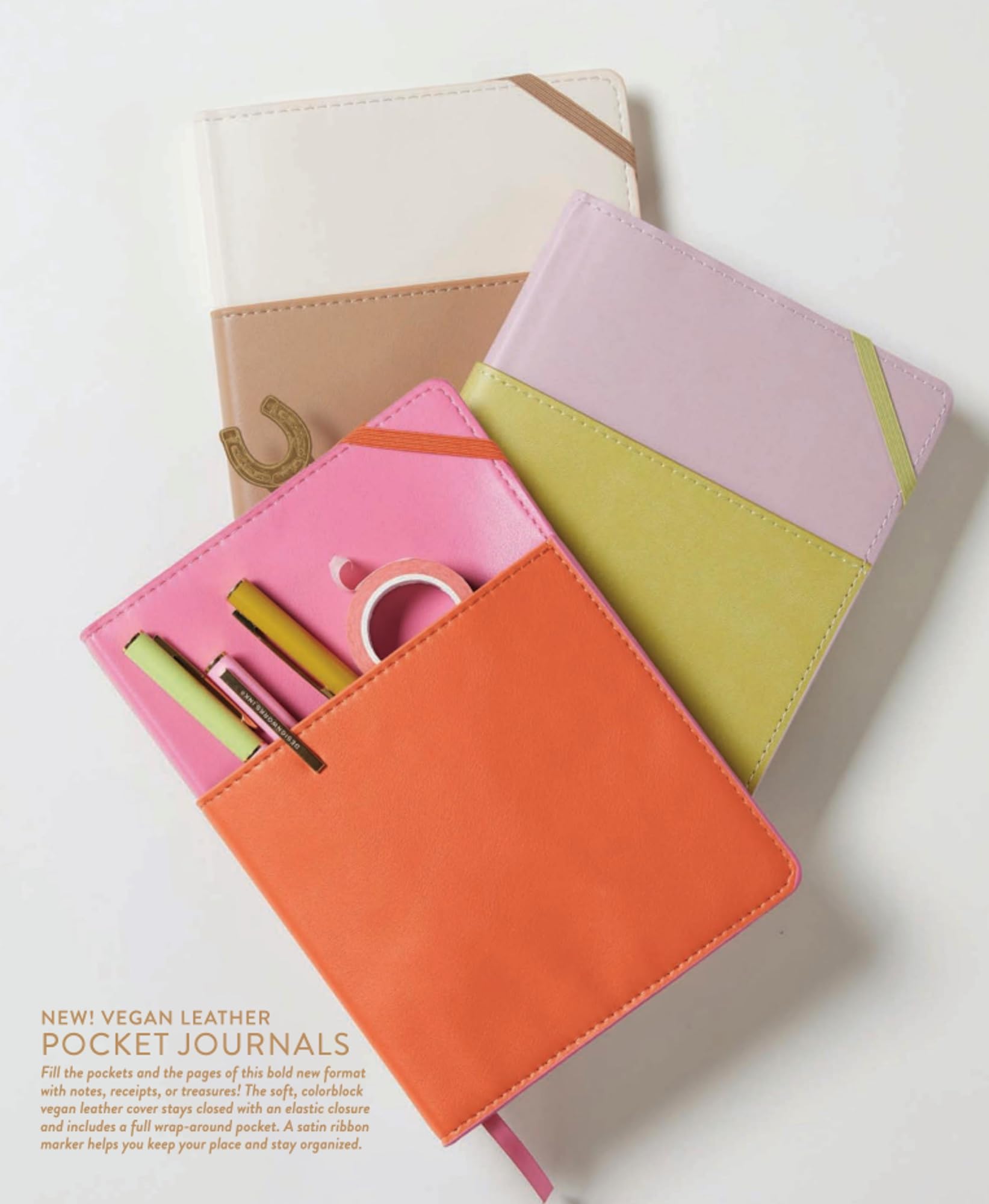 DesignWorks Ink Vegan Leather Journal with Wrap-Around Pocket and 192 Lined Pages, 6" x 8.5", Lilac + Matcha