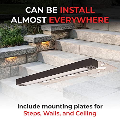 LUMENGY 7-inch 3w Super Slim LED Hardscape Light, Aluminum Black, 3 Mounting Plates for Walls, Decks, Planters, Paver Step & Ceiling, No Visiable Screws, Easy Installation Design, 50K Hours (6-Pack)