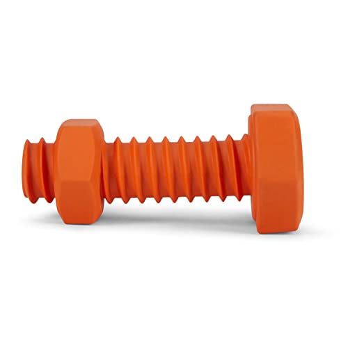 BLACK+DECKER Squeaker Dog Chew Toy Durable Teeth-Cleaning,Tough Almost Indestructible for Small, Medium & Large Dogs, Interactive & Tough Non-Toxic Natural Rubber Chew Toys, 6.5" Rubber Bolt, Orange