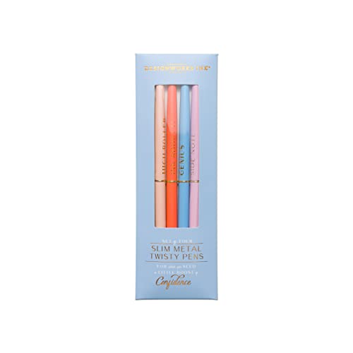 DesignWorks Ink Set of 4 Slim Metal Twisty Pens - Confidence Set