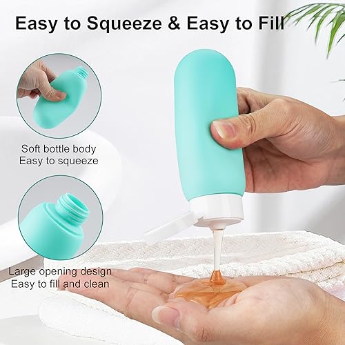 Cosywell Travel Size Bottles for Toiletries 5 Pack 3.4oz Travel Bottles TSA Approved Toiletry Bottles Leakproof Plastic Refillable Cosmetic Containers Shampoo Conditioner Travel Essentials