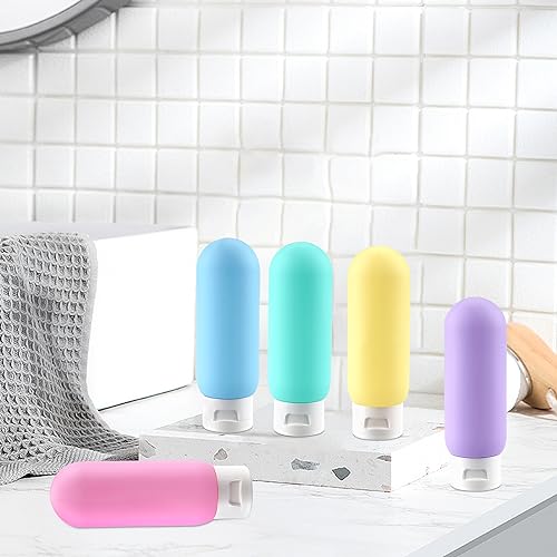Cosywell Travel Size Bottles for Toiletries 5 Pack 3.4oz Travel Bottles TSA Approved Toiletry Bottles Leakproof Plastic Refillable Cosmetic Containers Shampoo Conditioner Travel Essentials
