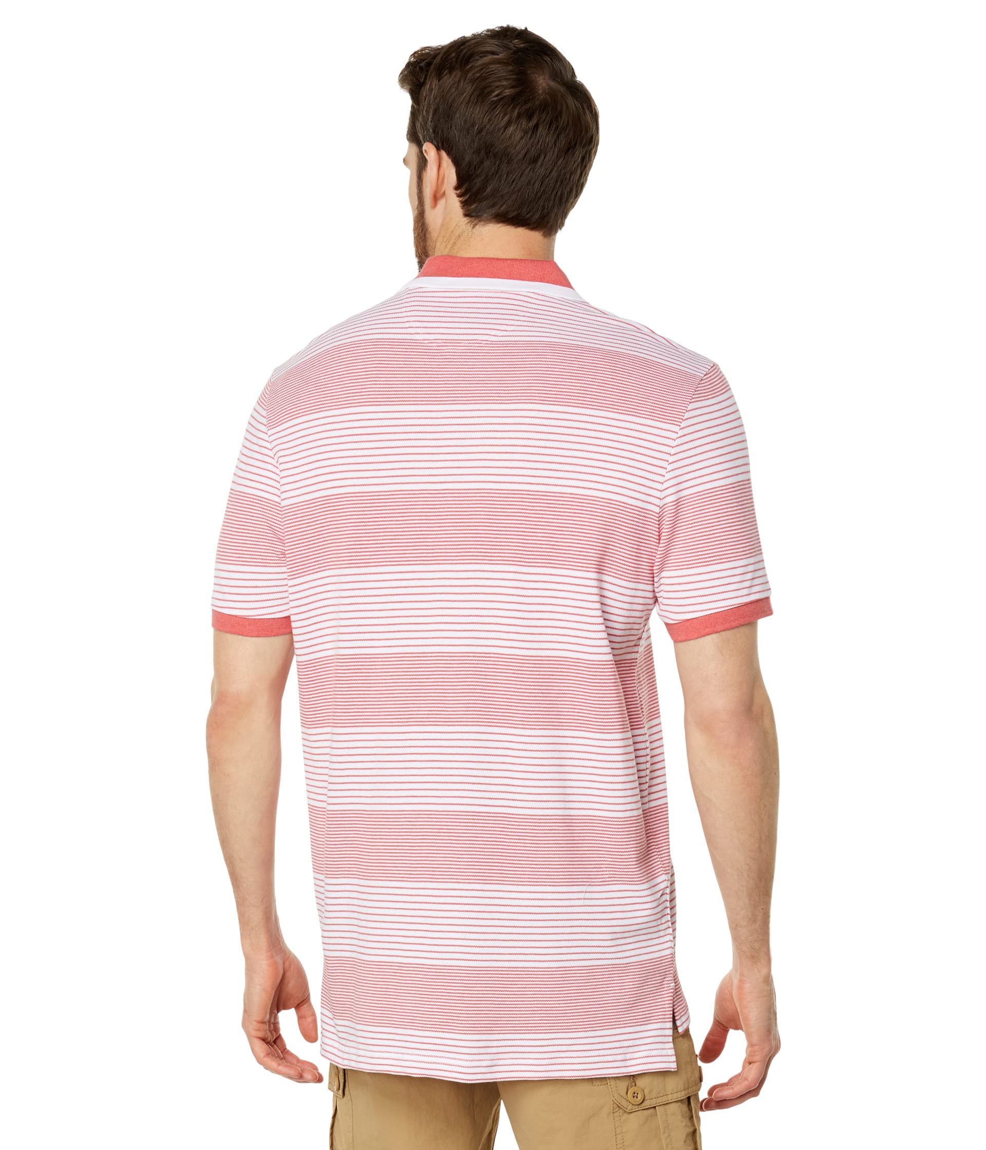U.S. Polo Assn. Yarn-Dye Stripe Pique Polo Coral Shell Heather MD