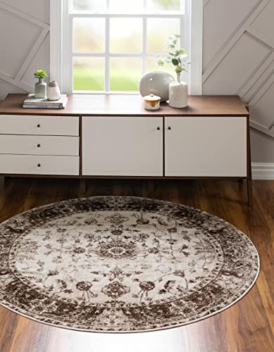 Unique Loom Rushmore Collection Area Rug - Lincoln (10' 8" Round, Cream/Beige)