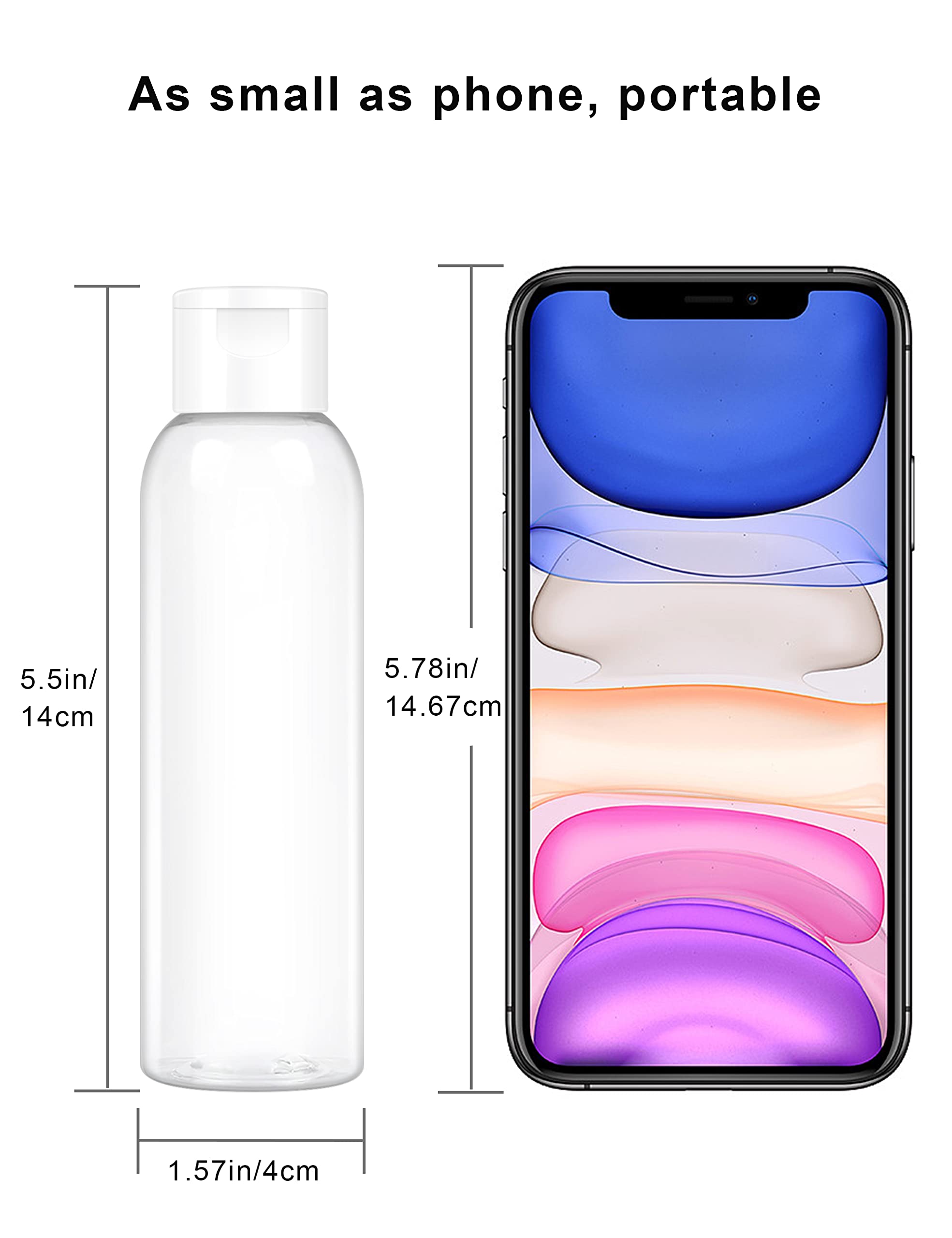 ZLEVEAYN 4oz Clear Plastic Bottles with Flip Caps 48 Pack Reusable Travel Container for Shampoo Conditioner Toiletries Lotion Essential Oil