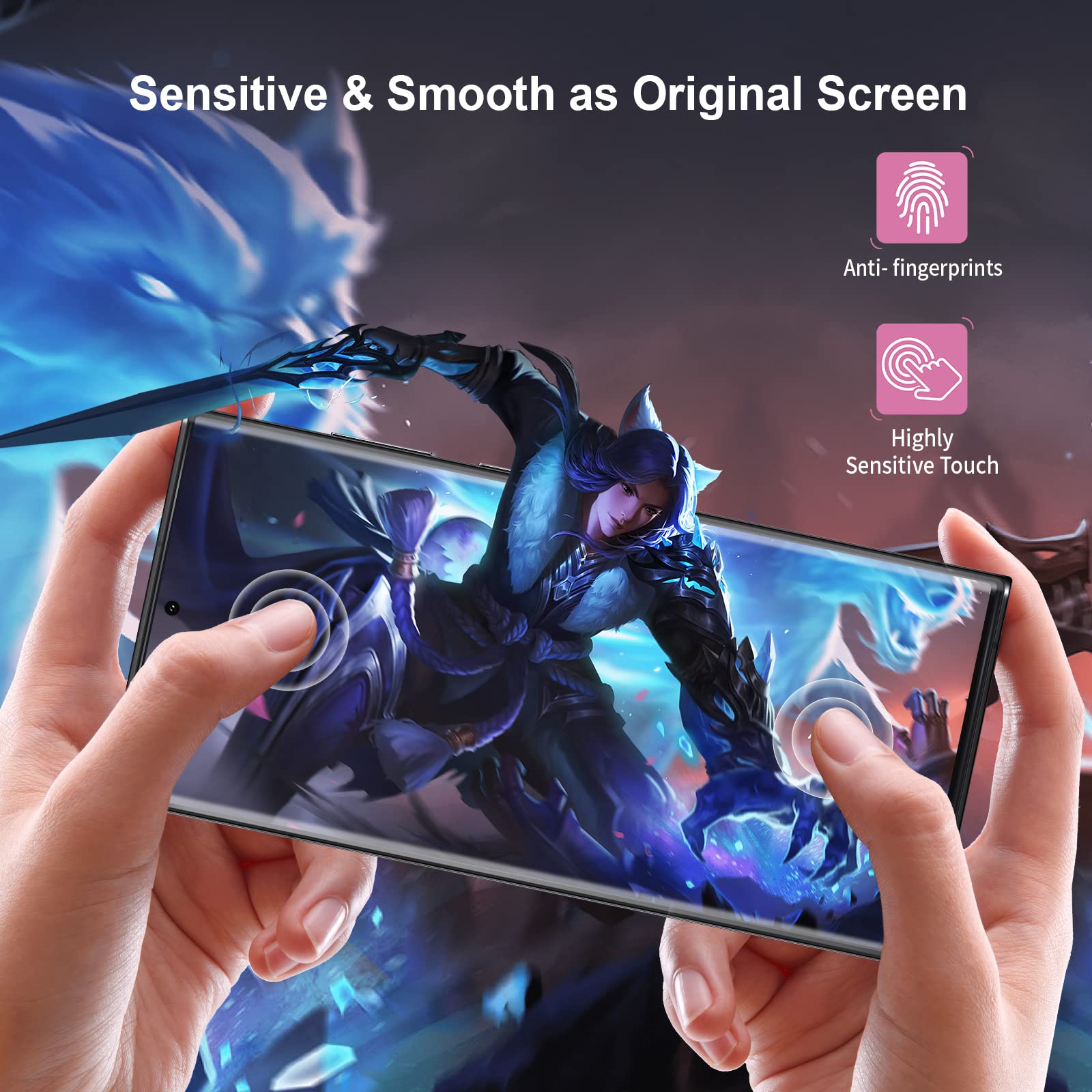 [2+2 Pack] Screen Protector for Samsung Galaxy S22 Ultra 5G 6.8 Inch, 2 Pack Tempered Glass Film + 2 Pack Camera Lens Protector, HD Fingerprint unlock/Full Coverage/Anti-Scratch/Case Friendly