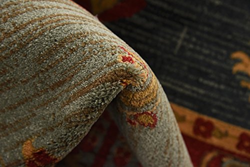 Unique Loom Fars Collection Modern Medallion Tribal Design with Natural Hues Area Rug, 9 ft x 12 ft, Light Blue/Navy Blue