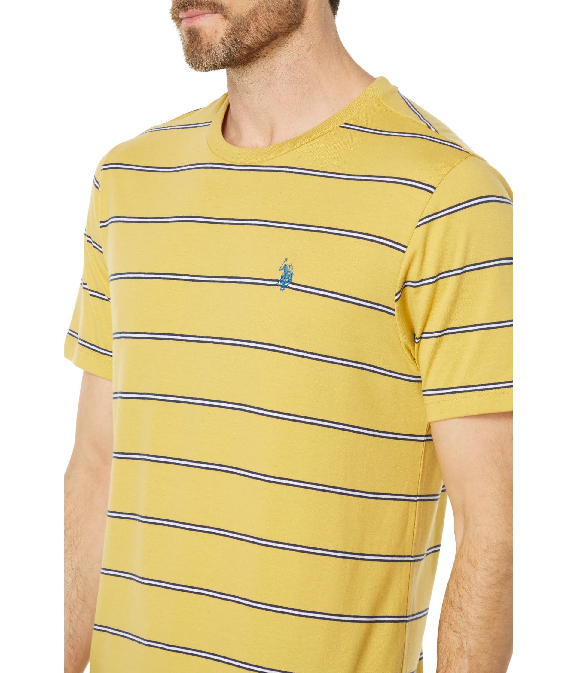 U.S. Polo Assn. Short Sleeve Yarn-Dye Crew Neck Stripe Tee Laurel Leaf LG