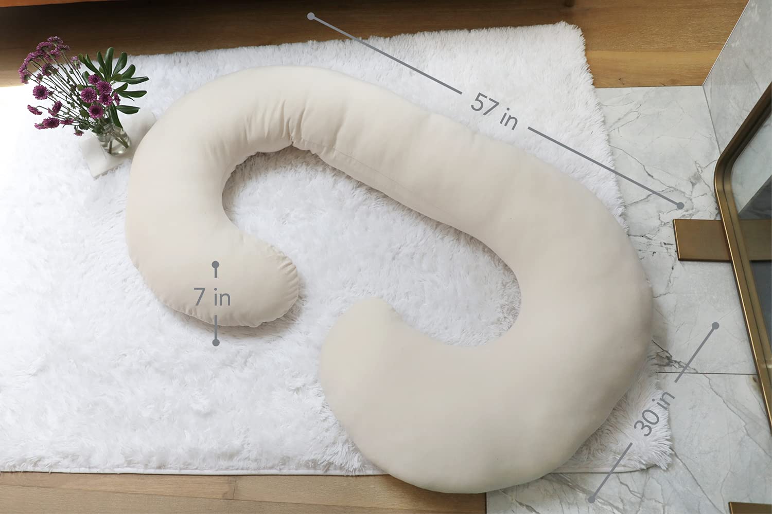 Pharmedoc The CeeCee Pillow Pregnancy Pillows C-Shape Full Body Pillow and Maternity Support ( Mint Jersey Cover)- Support for Back, Hips, Legs, Belly a Must Have for Pregnant Women