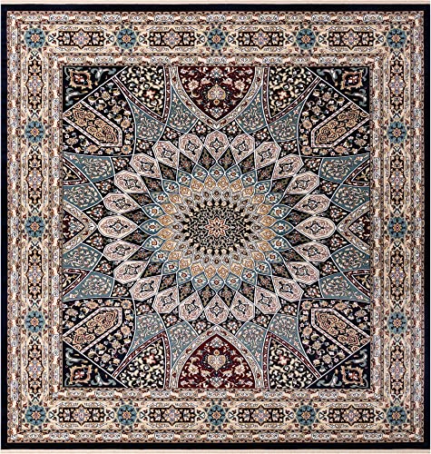 Unique Loom Narenj Collection Area Rug - Adams (10' Square, Navy Blue/Beige)