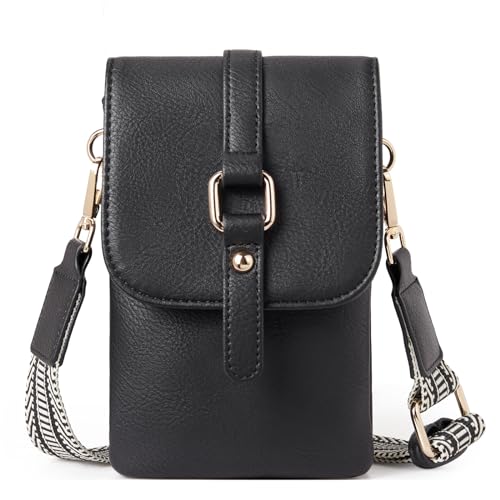 CLUCI Small Crossbody Bags for Women Leather Cell Phone Shoulder Purses Black