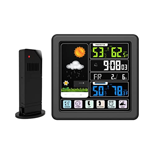 Odekai Weather Station Wireless Indoor Outdoor Thermometer Hygrometer Color Display Weather Forecast with Sensor, Digital Weather Thermometer with Atomic Clock & Calendar and Backlight,for Home Use