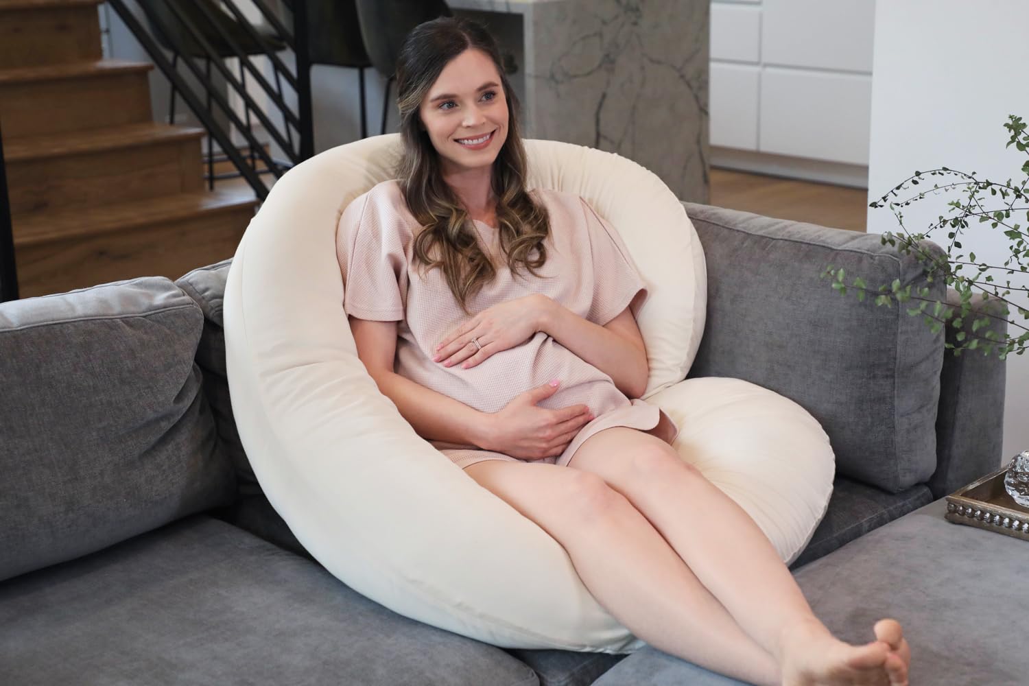 Pharmedoc The CeeCee Pillow Pregnancy Pillows C-Shape Full Body Pillow and Maternity Support ( Mint Jersey Cover)- Support for Back, Hips, Legs, Belly a Must Have for Pregnant Women