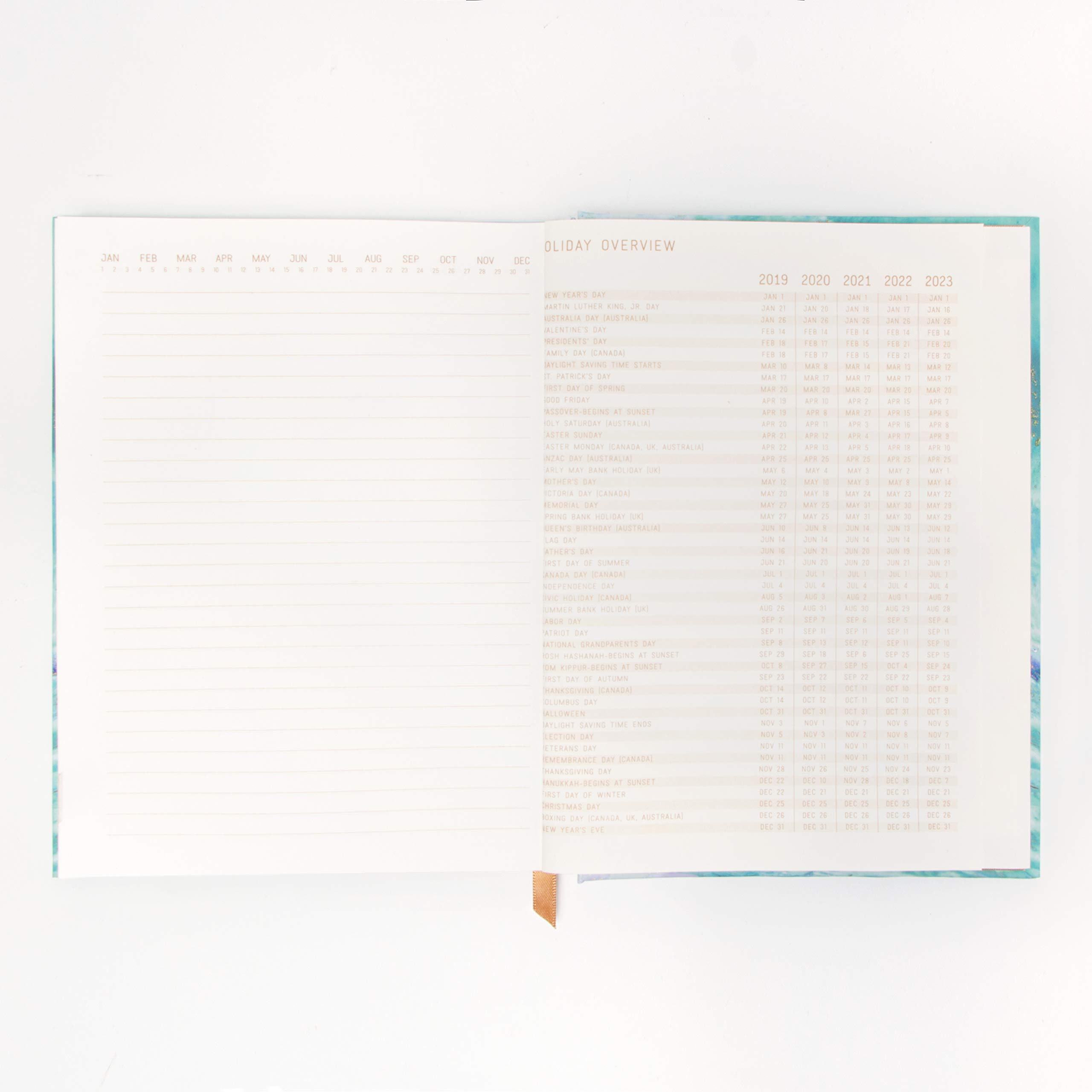 DesignWorks Ink Sueded Paper Journal Notebook with 160 Lined Pages, Ribbon Bookmark, and Storage Pocket for Work, Writing, Journaling, 5.75" x 8.125" -Teal Marbled