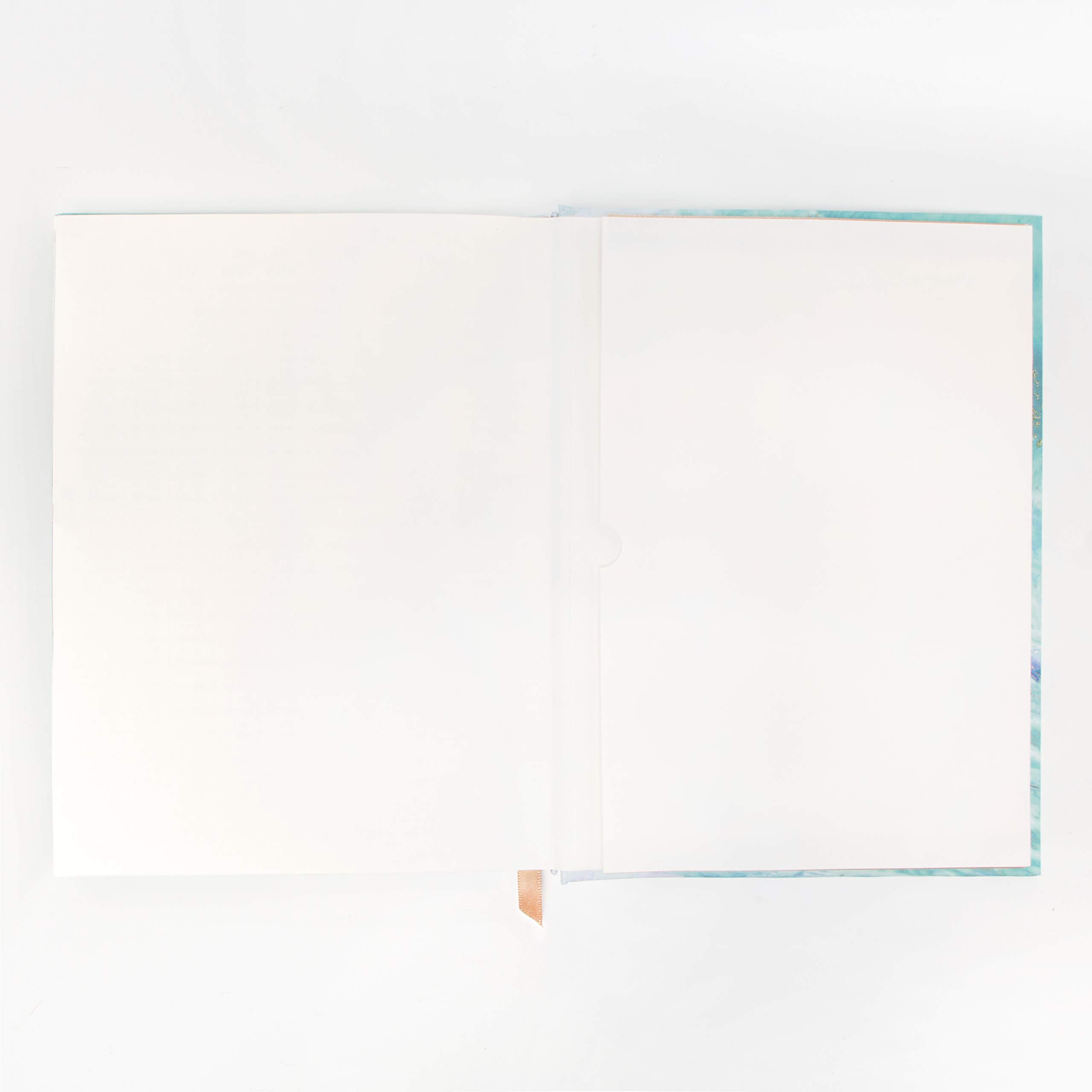 DesignWorks Ink Sueded Paper Journal Notebook with 160 Lined Pages, Ribbon Bookmark, and Storage Pocket for Work, Writing, Journaling, 5.75" x 8.125" -Teal Marbled