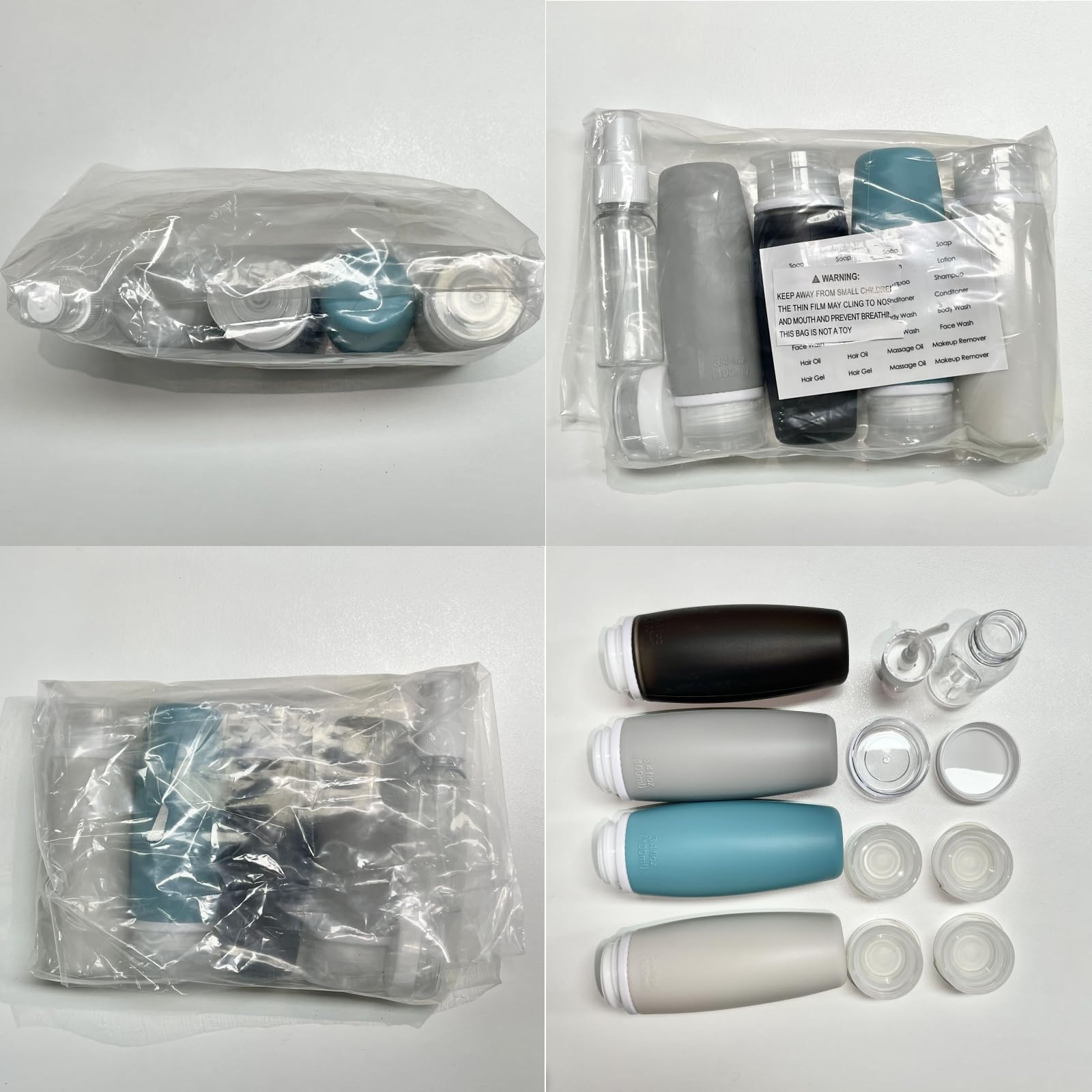 PACKISM TSA Approved Toiletry Bottles - 6 Pack Leak Proof 3.4oz Silicone Travel Bottles for Toiletries, BPA Free Leak Proof Refillable Travel Accessories (Not come with content inside the bottle)