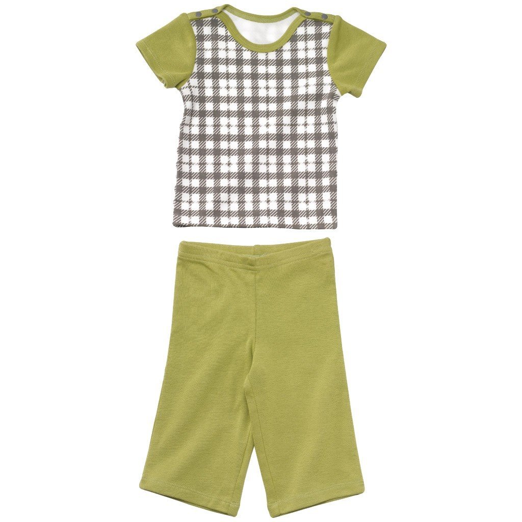 Petunia Pickle Bottom Shirt and Pant Set - Playful Plaid (3-6 Months) Green
