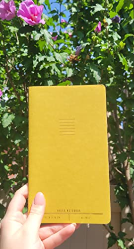 Designworks Ink 4.4" x 7.5" Flex Cover Notebook Journal with 48 Lined Pages, Lemon Yellow Notebook with Gold Foil Accents - Perfect for Office Work, Writing, and Journaling