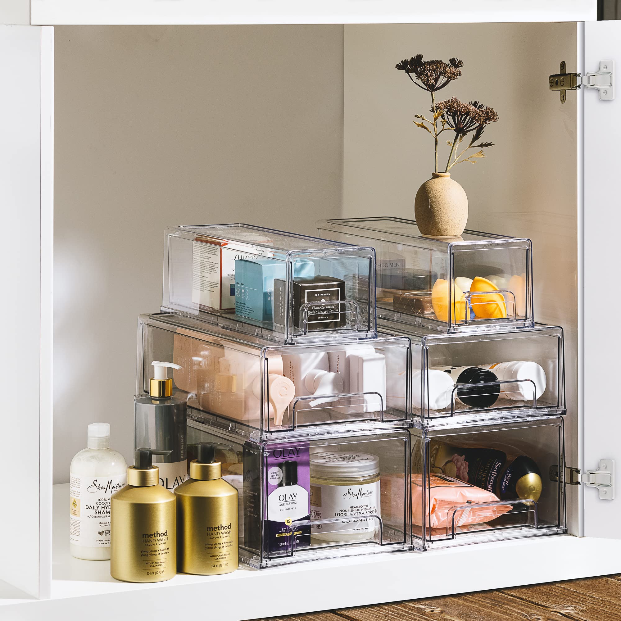Sorbus Fridge Drawers - Clear Stackable Pull Out Refrigerator Organizer Bins - Food Storage Containers for Kitchen, Refrigerator, Freezer, Vanity & Fridge Organization and Storage (2 Pack | Large)