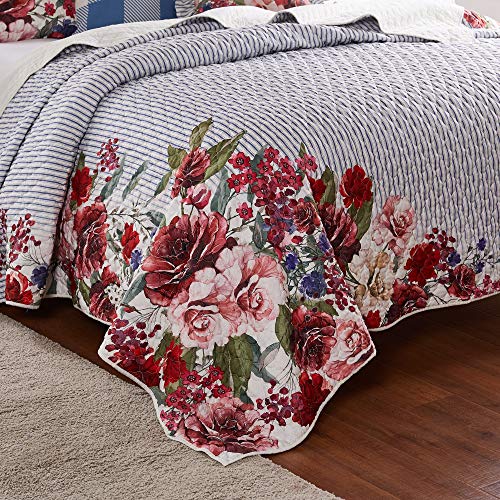 Barefoot Bungalow Lexi Quilt and Pillow Sham Set, 3-Piece King/Cal King, Blue