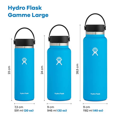 Hydro Flask Water Bottle - Stainless Steel & Vacuum Insulated - Wide Mouth 2.0 with Leak Proof Flex Cap - 32 oz, Watermelon