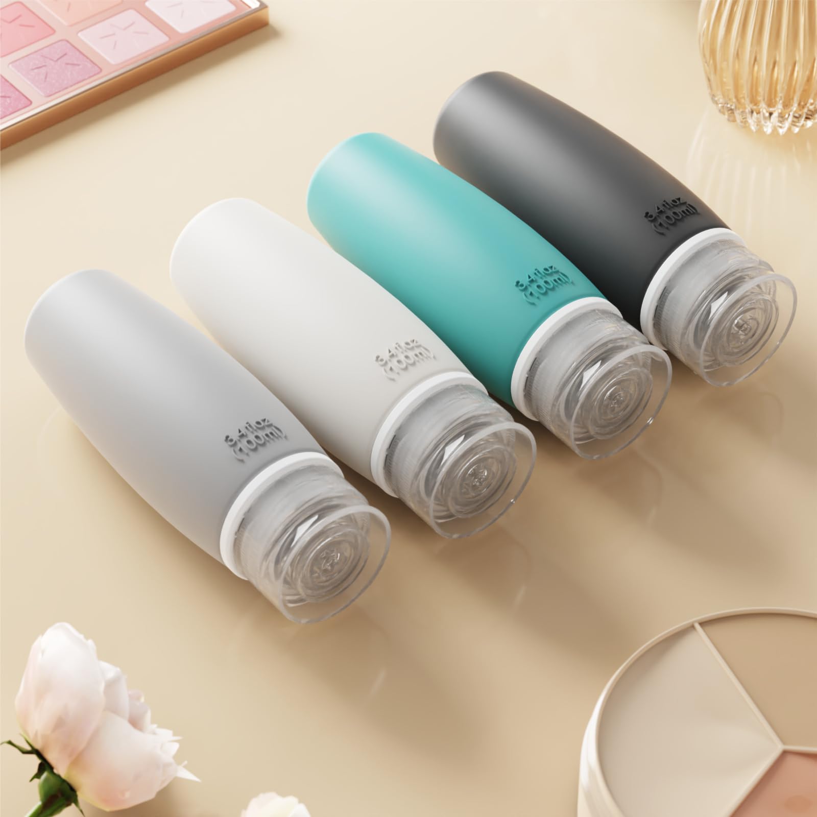 PACKISM TSA Approved Toiletry Bottles - 6 Pack Leak Proof 3.4oz Silicone Travel Bottles for Toiletries, BPA Free Leak Proof Refillable Travel Accessories (Not come with content inside the bottle)